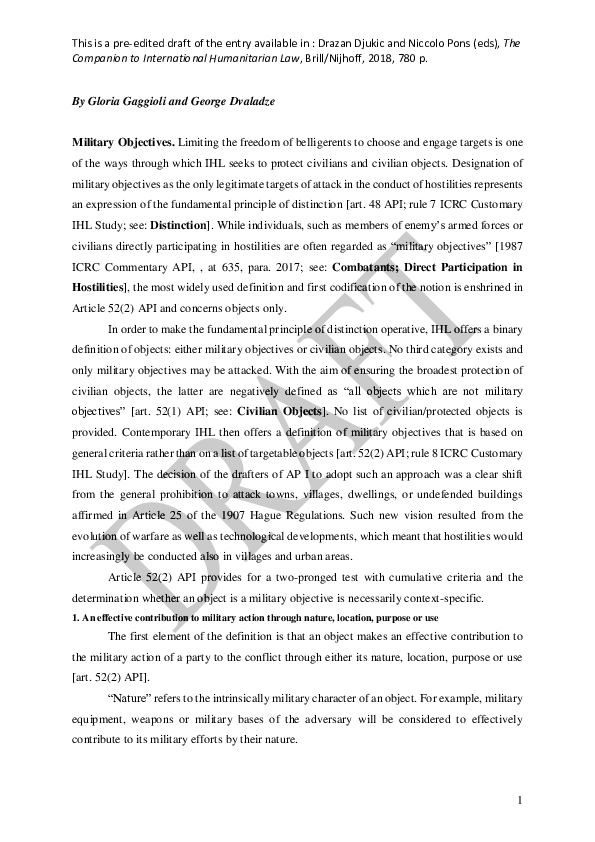 (PDF) Military Objectives