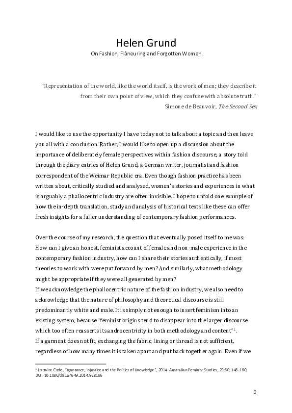 (PDF) Helen Grund - On Fashion, Flâneuring and Forgotten Women