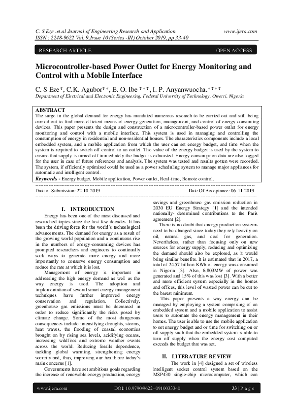 (PDF) Microcontroller-based Power Outlet for Energy Monitoring and Control with a Mobile ...