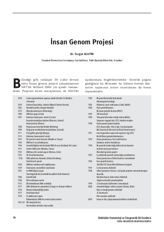 (PDF) İNSAN GENOM PROJESİ