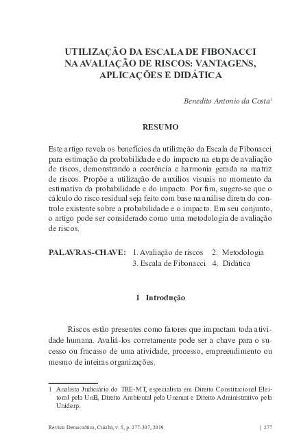 (PDF) UTILIZAÇÃO DA ESCALA DE FIBONACCI NA AVALIAÇÃO DE RISCOS ...