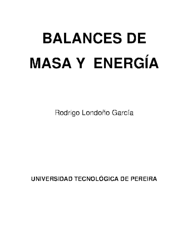 (PDF) Balance de materia y energia