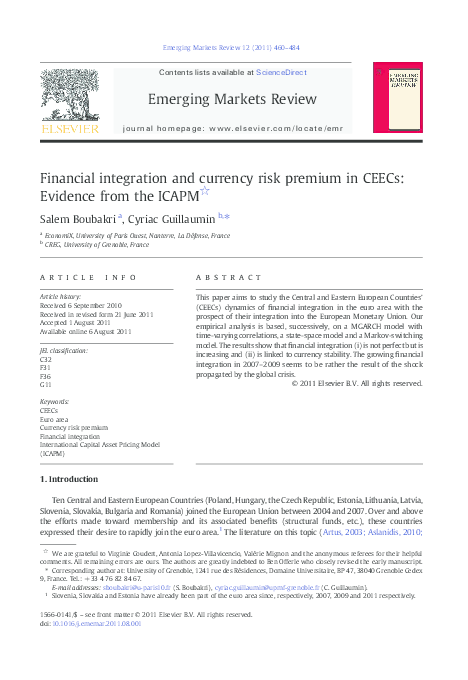 (PDF) Financial integration and currency risk premium in CEECs ...