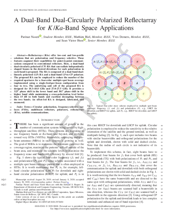 (PDF) A Dual-Band Dual-Circularly Polarized Reflectarray for K /Ka-Band Space Applications