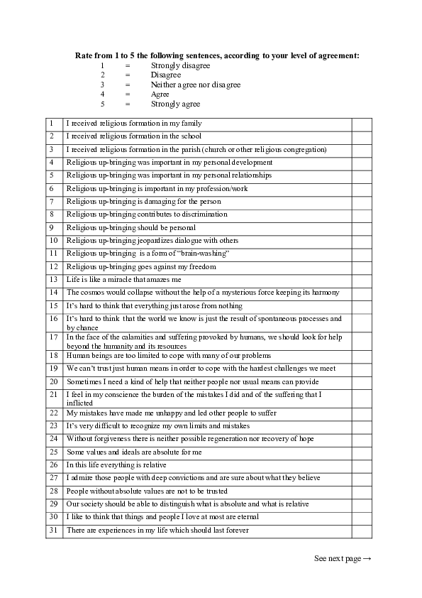 (PDF) Questionnaire 'Religious basic forms'