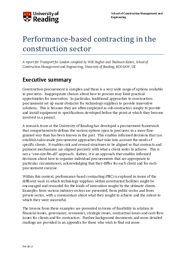 (PDF) School of Construction Management and Engineering Performance ...