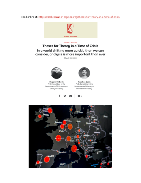 (PDF) Theses for Theory in a Time of Crisis | Jonathon Catlin and ...