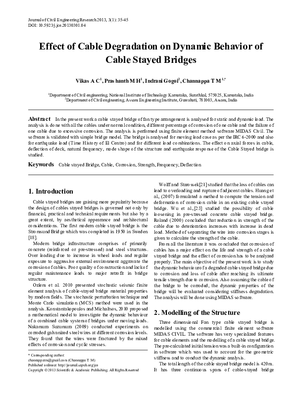 (PDF) Effect of cable degradation on dynamic behavior of cable stayed ...