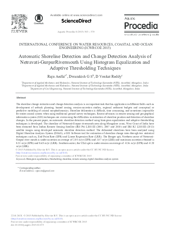 (PDF) -Automatic Shoreline Detection and Change Detection