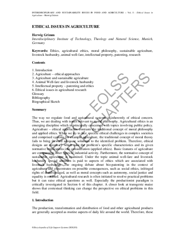 (PDF) Ethical Issues in Agriculture
