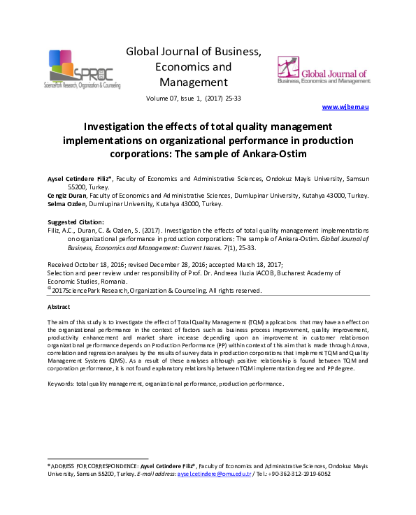 (PDF) Investigation the effects of total quality management ...