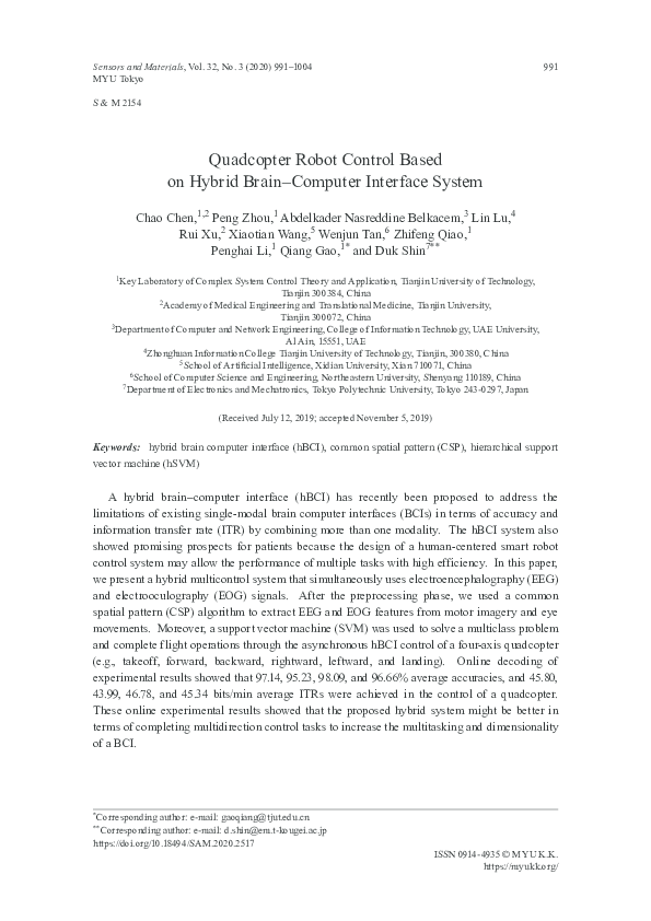 (PDF) Quadcopter Robot Control Based on Hybrid Brain-Computer Interface System