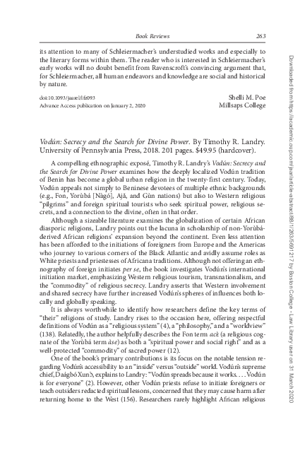 (PDF) Review of Timothy Landry's Vodún (2018) | Kyrah Malika Daniels ...