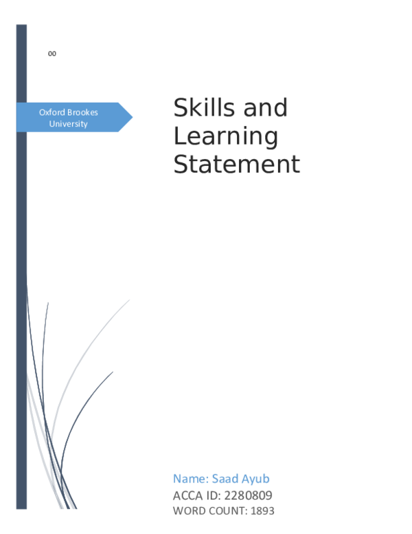(DOC) Skills and Learning Statement
