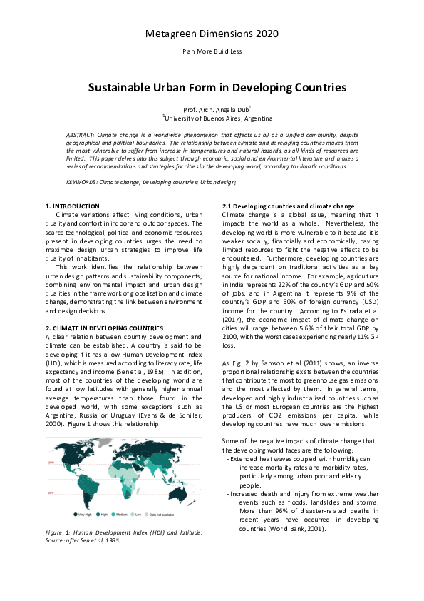 (PDF) Sustainable Urban Form in Developing Countries