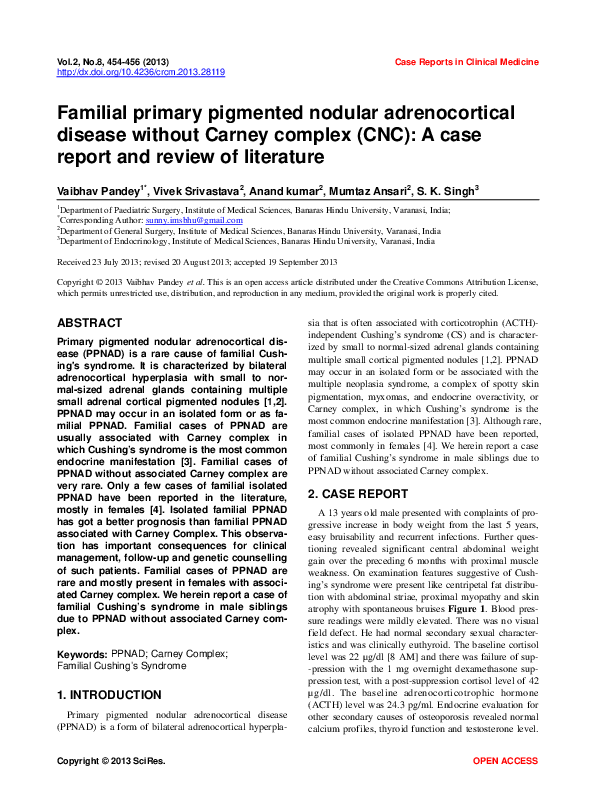 (PDF) Familial primary pigmented nodular adrenocortical disease without ...