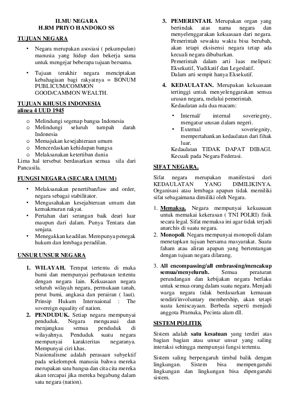 (PDF) RANGKUMAN MATERI ILMU NEGARA H.RM PRIYO HANDOKO