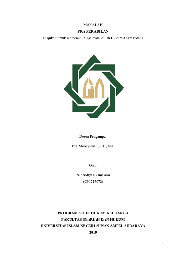 (DOC) MAKALAH PRA PERADILAN - SofiGunawan
