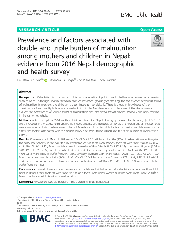 (PDF) Prevalence and factors associated with double and triple burden ...