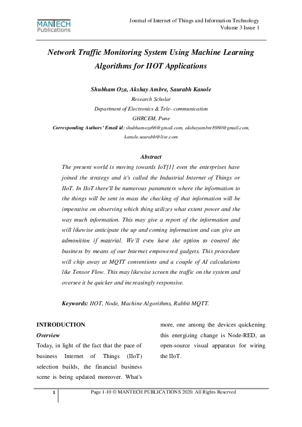 (PDF) Network Traffic Monitoring System Using Machine Learning ...