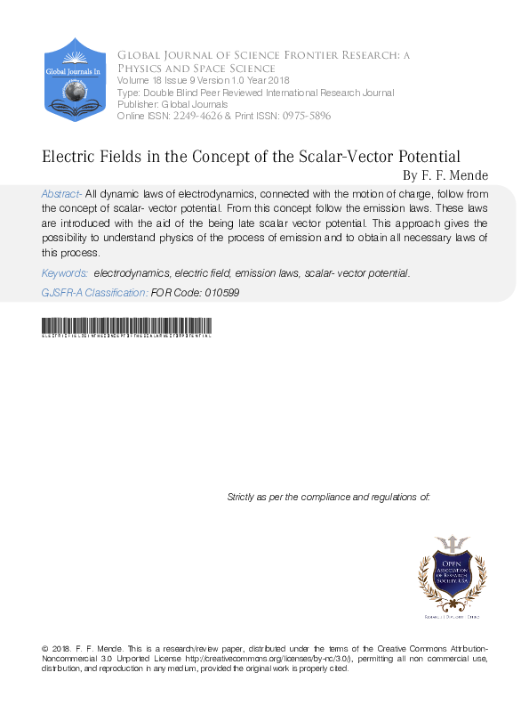 (PDF) Electric Fields in the Concept of the Scalar-Vector Potential ...