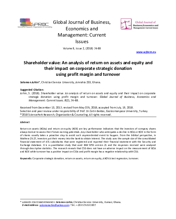 (PDF) Shareholder value: An analysis of return on assets and equity and ...