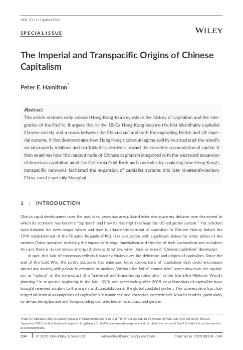(PDF) The Imperial and Transpacific Origins of Chinese Capitalism