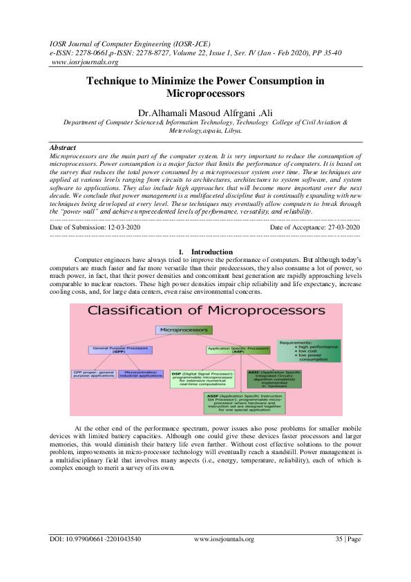 (PDF) Technique to Minimize the Power Consumption in Microprocessors