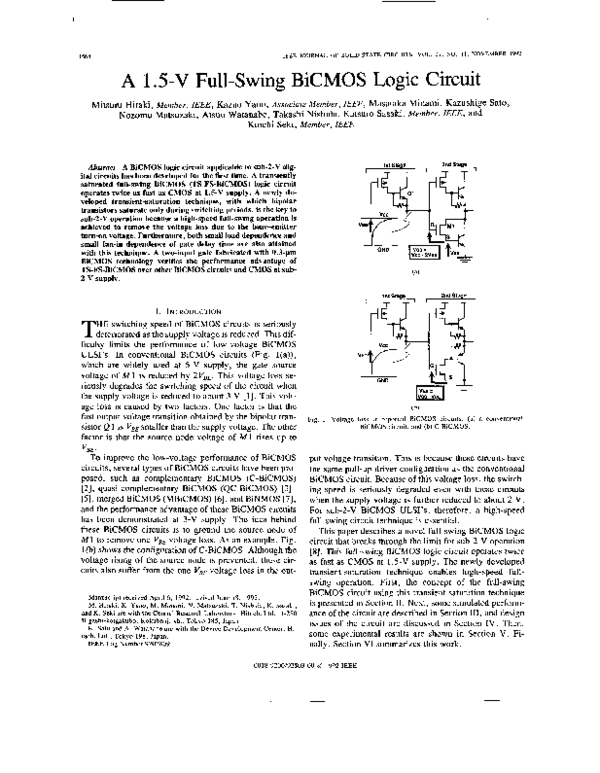 (PDF) A 1.5-V full-swing BiCMOS logic circuit