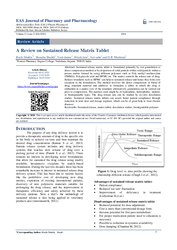 Pdf A Review On Sustained Release Matrix Tablet