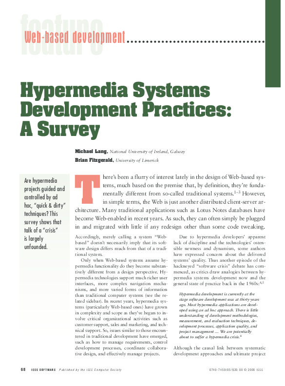 (PDF) Hypermedia systems development practices: a survey