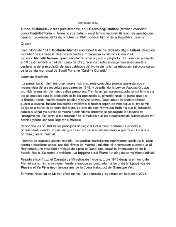 (DOC) Himno de Italia | Valentina Gamez - Academia.edu