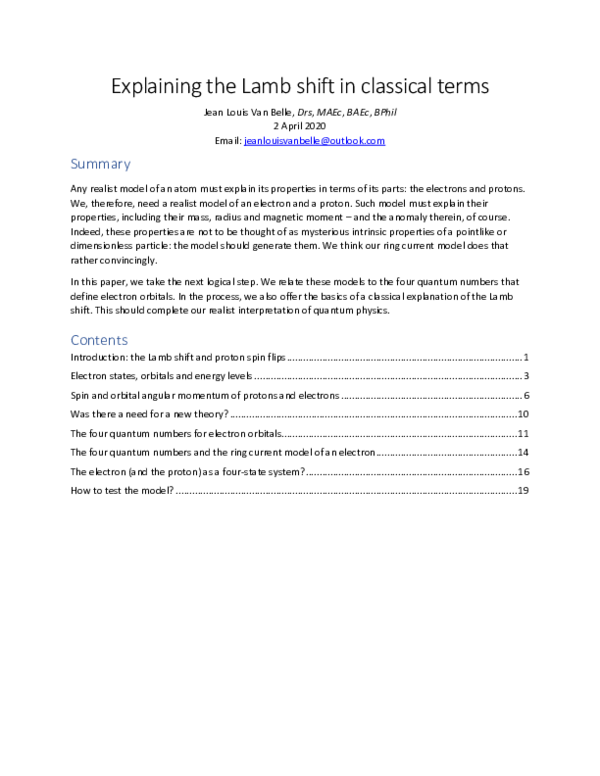 (PDF) Explaining the Lamb shift in classical terms