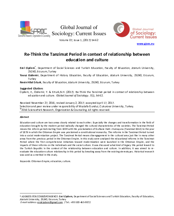 (PDF) Re-Think the Tanzimat period in context of relationship between ...