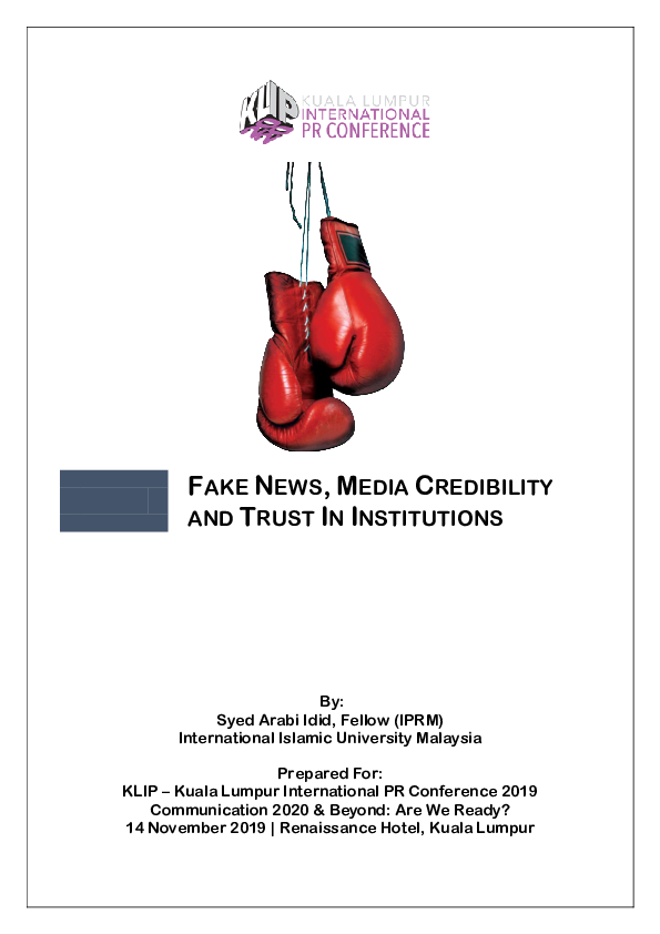 (PDF) FAKE NEWS, MEDIA CREDIBILITY AND TRUST IN INSTITUTIONS