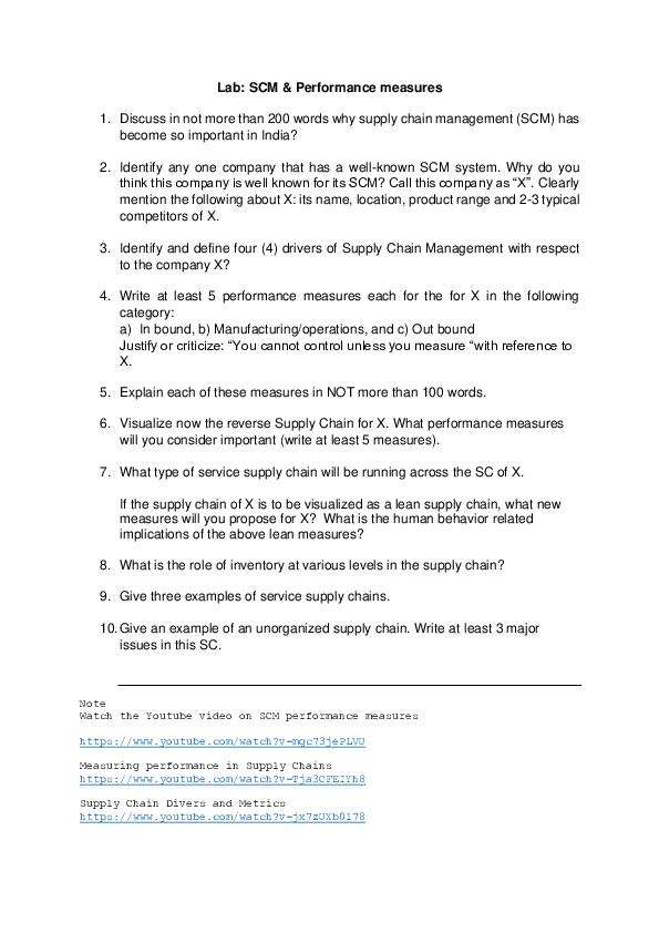 (PDF) Lab: SCM & Performance measures