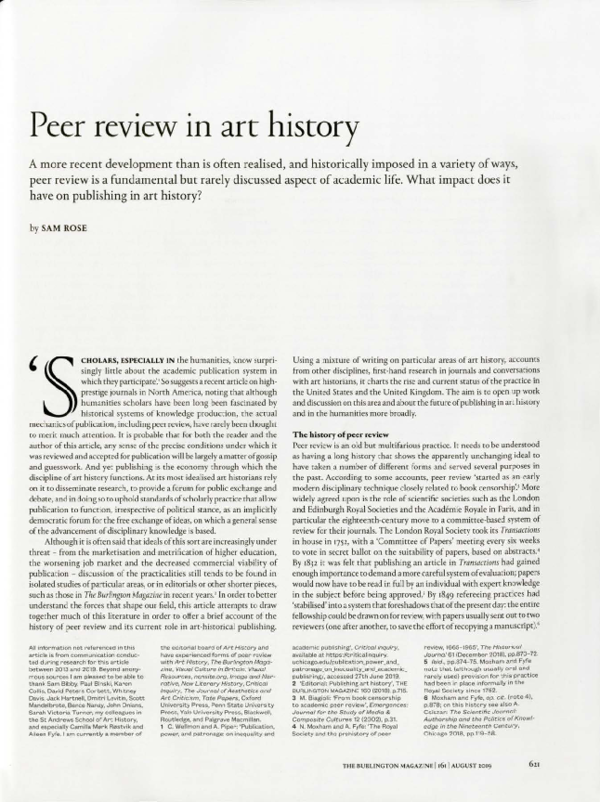 (PDF) Peer Review in Art History