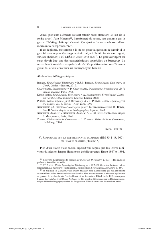 (PDF) Remarques sur la lettre Ninivite quatorze en langue élamite (BM ...