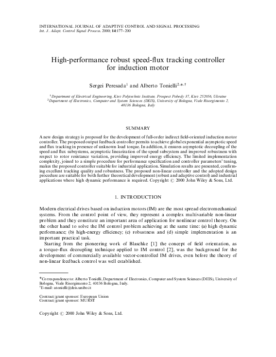 (PDF) High-performance robust speed-flux tracking controller for ...