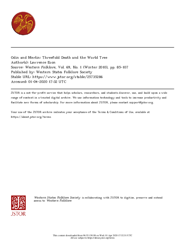 (PDF) Odin and Merlin: Threefold Death and the World Tree