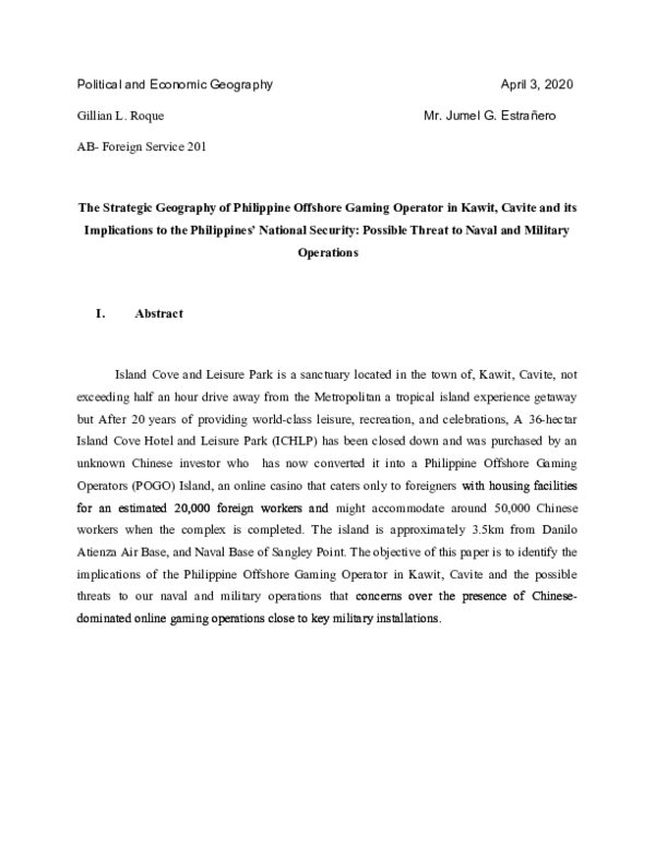 (DOC) The Strategic Geography of Philippine Offshore Gaming Operator in ...