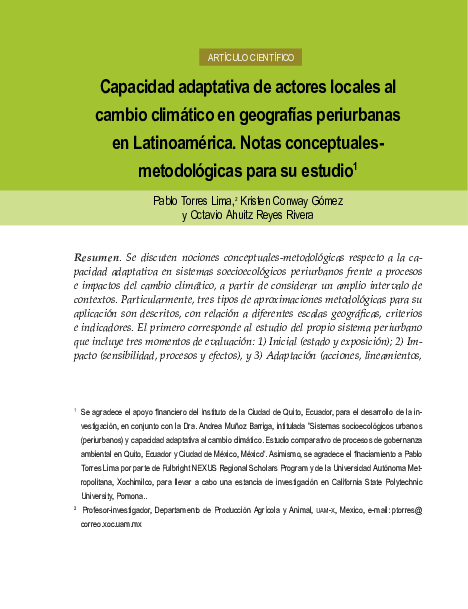 (PDF) Capacidad adaptativa Geografías periurbanas