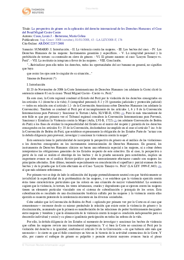 (PDF) Perspectiva de género. Caso Penal Castro Castro