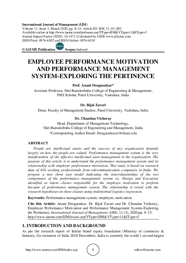 (PDF) EMPLOYEE PERFORMANCE MOTIVATION AND PERFORMANCE MANAGEMENT SYSTEM ...