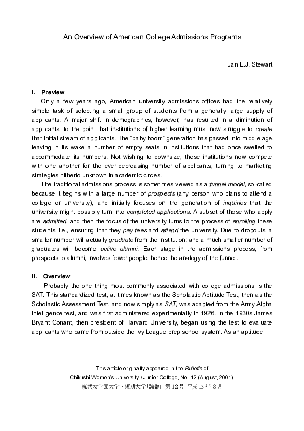 (PDF) An Overview of American College Admissions Programs