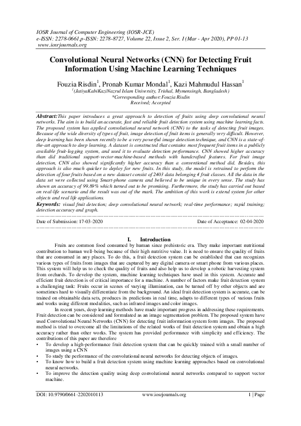 Pdf Convolutional Neural Networks Cnn For Detecting Fruit Information Using Machine Learning
