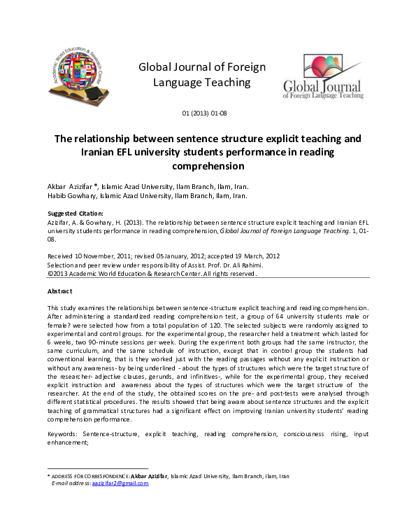 (PDF) The relationship between sentence structure explicit teaching and ...