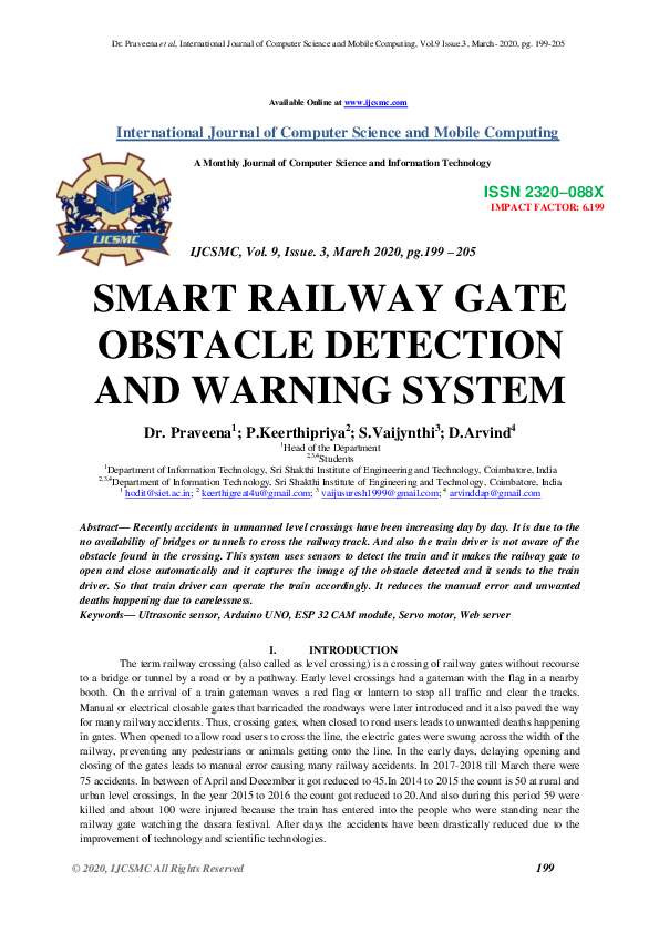 (PDF) SMART RAILWAY GATE OBSTACLE DETECTION AND WARNING SYSTEM﻿