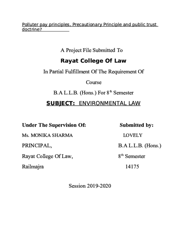 (DOC) Environmental law project