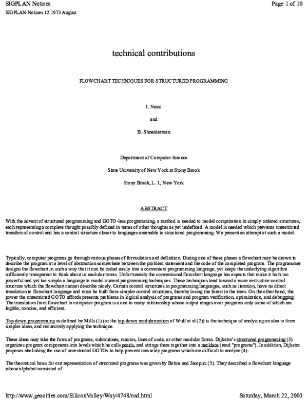 (PDF) SIGPLAN Notices 12 1973 August technical contributions FLOWCHART TECHNIQUES FOR STRUCTURED ...